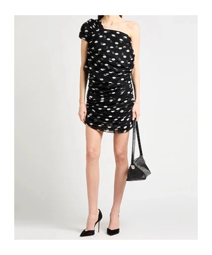 Saint Laurent Polka Dot Ruched Mini Dress