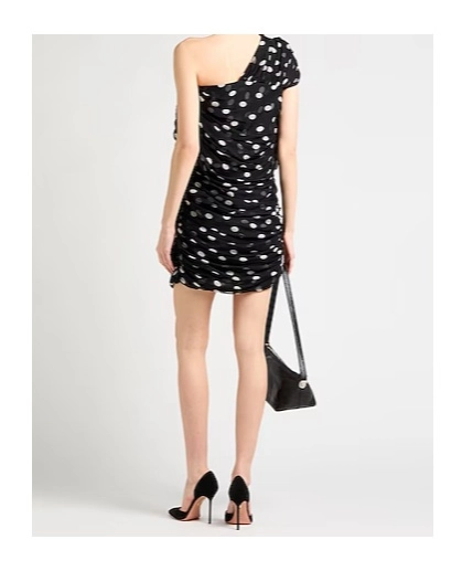 Saint Laurent Polka Dot Ruched Mini Dress