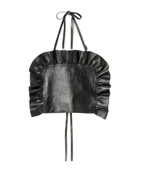 Miu Miu Leather Top With Ruffle Detailing