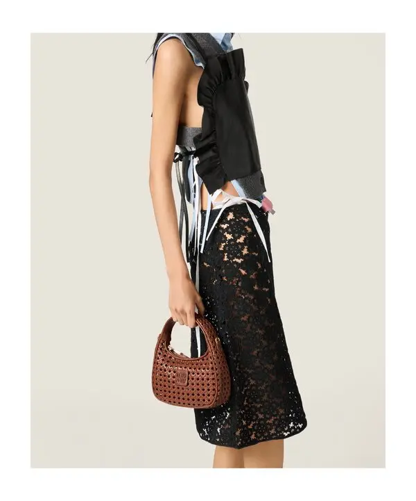 Miu Miu Leather Top With Ruffle Detailing