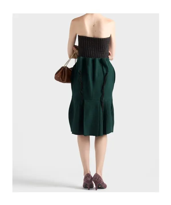 Prada Shetland Wool Midi Skirt With Bow Detailing