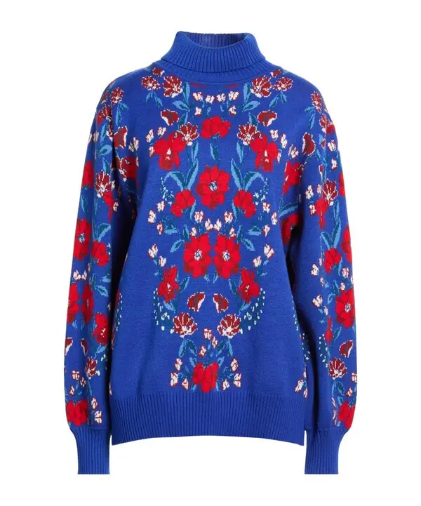Farm Rio Floral-print Polo Neck - Blue