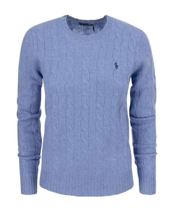 Polo Ralph Lauren Logo-embroidered Cable-knit Jumper - Blue