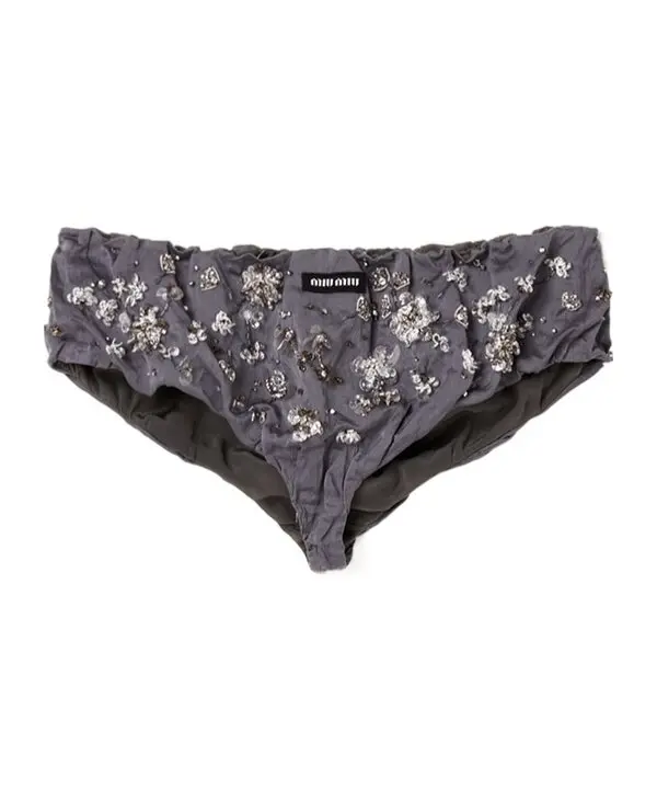 Miu Miu Embroidered Duchesse Panty - Iron-gray