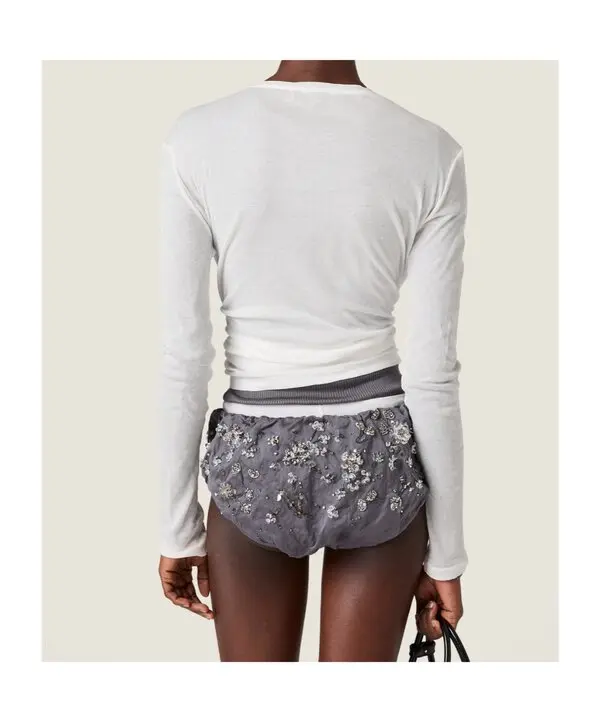 Miu Miu Embroidered Duchesse Panty - Iron-gray