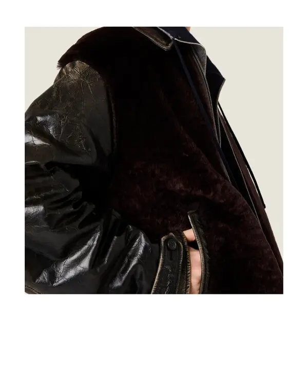 Miu Miu Leather And Shearling Blouson Jacket