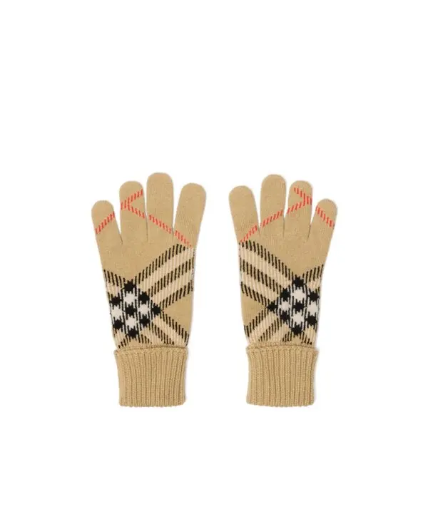 Burberry Check Jacquard Knitted Gloves