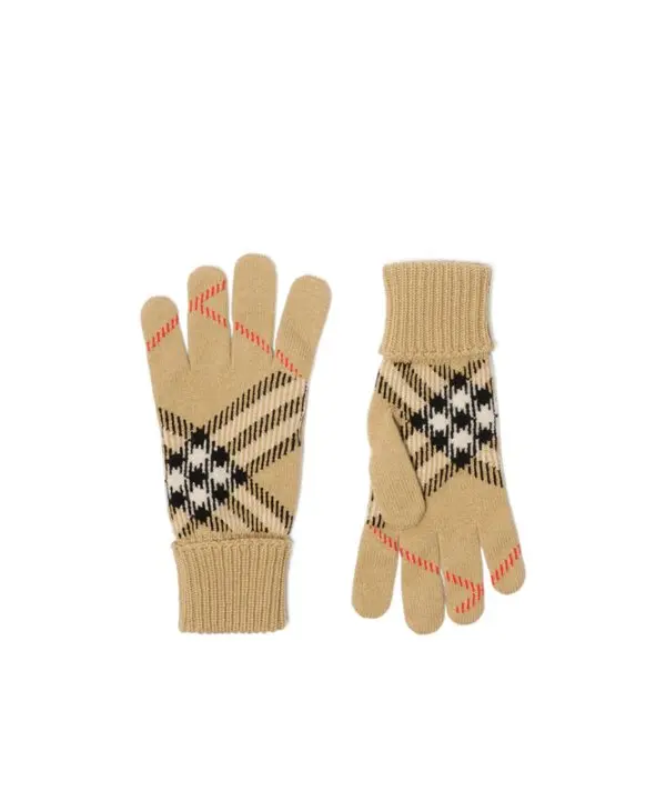 Burberry Check Jacquard Knitted Gloves