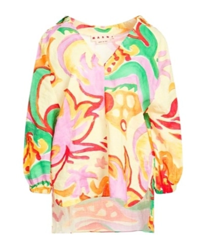 Marni V-neck Long-sleeved Woven Top