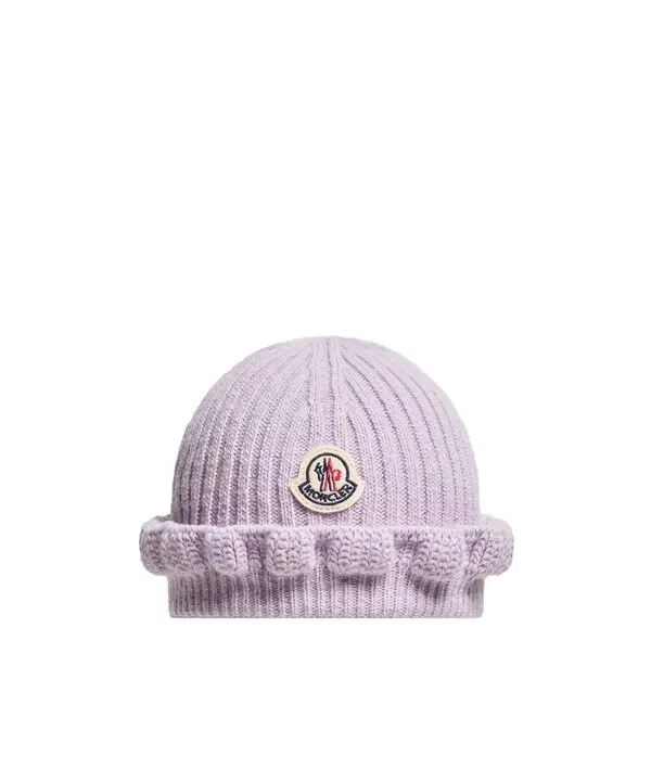 Moncler Ruffle-trimmed Wool Cashmere Beanie - Lavender