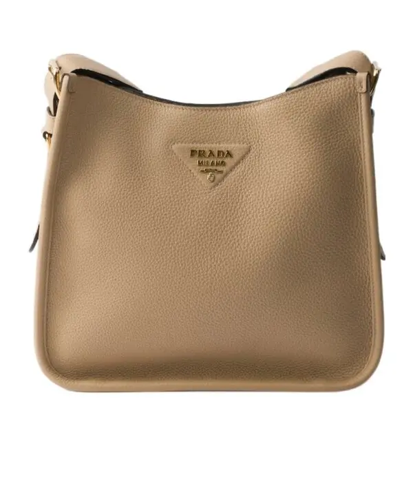 Prada Medium Leather Shoulder Bag - Beige