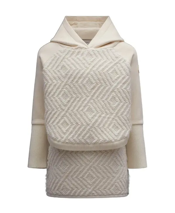 Moncler Wool Jacquard Two-piece Set With Hooded Sweater And Skirt