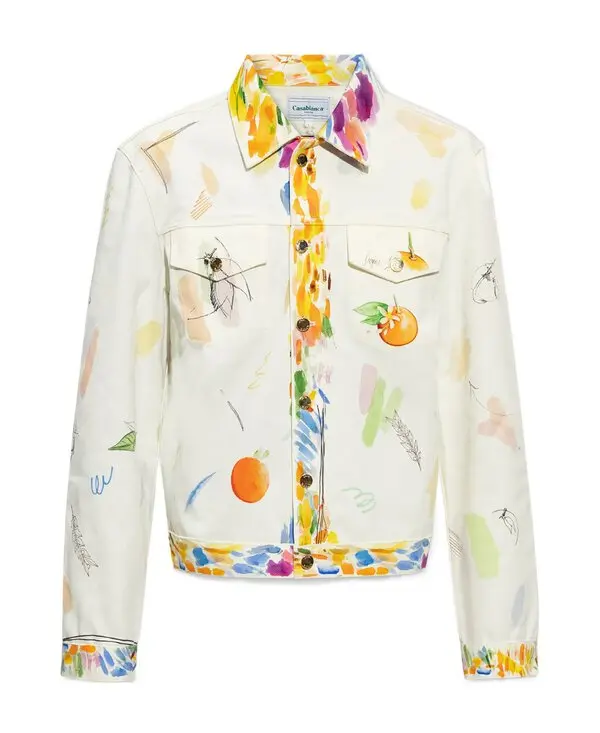 Casablanca Printed Denim Jacket - White