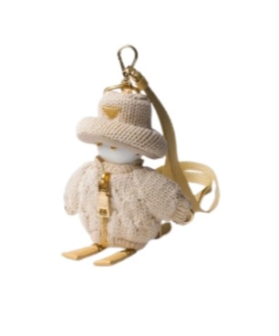 Prada Soft Robot Knit Keychain Charm - Cream