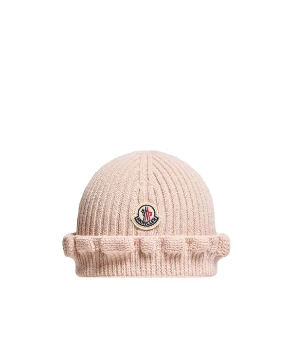Moncler Ruffle-trimmed Wool Cashmere Beanie - Pink