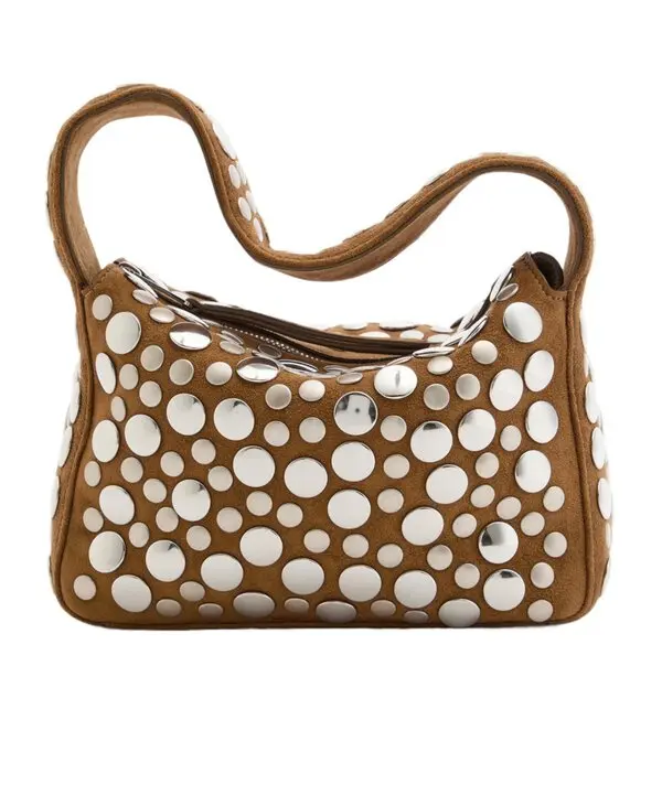 Khaite Elena Small Suede Studded Top Handle Bag