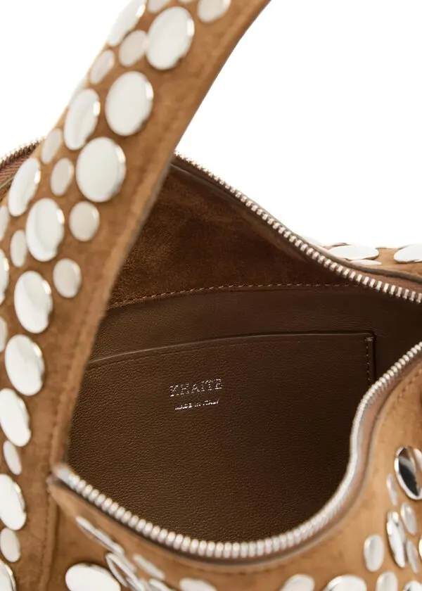 Khaite Elena Small Suede Studded Top Handle Bag