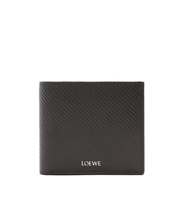Loewe Bifold Wallet In Textured Classic Calfskin - Dark Gray
