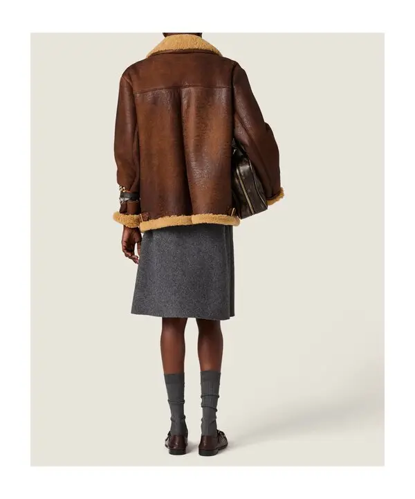 Miu Miu Waxed Shearling Blouson Jacket