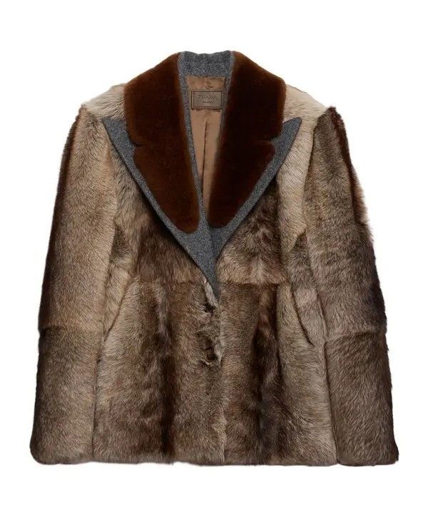 Prada Shearling And Cloth Coat