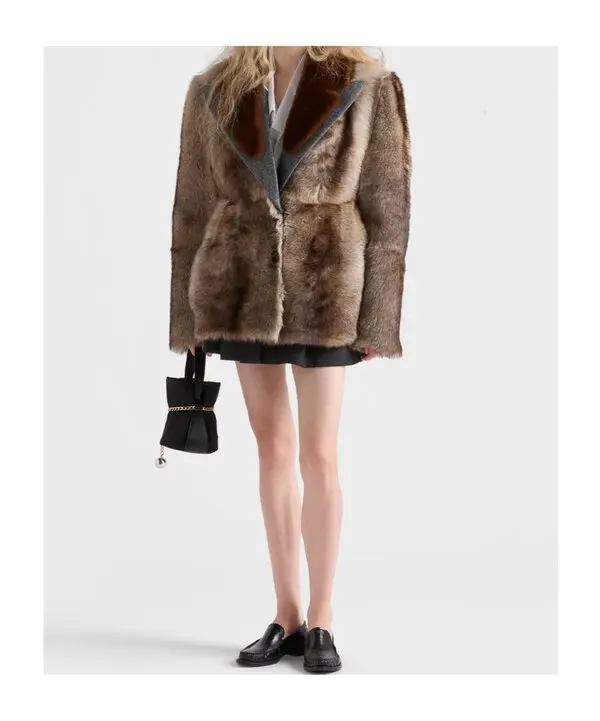 Prada Shearling And Cloth Coat