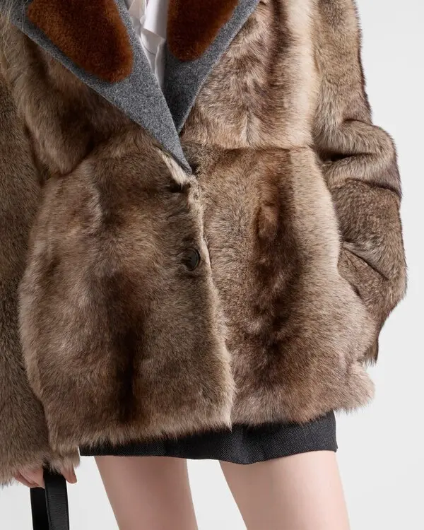 Prada Shearling And Cloth Coat