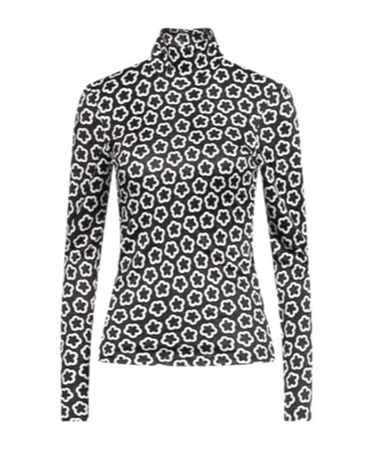 Tory Burch Floral Print High Neck Long Sleeve T-shirt