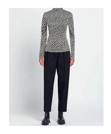 Tory Burch Floral Print High Neck Long Sleeve T-shirt