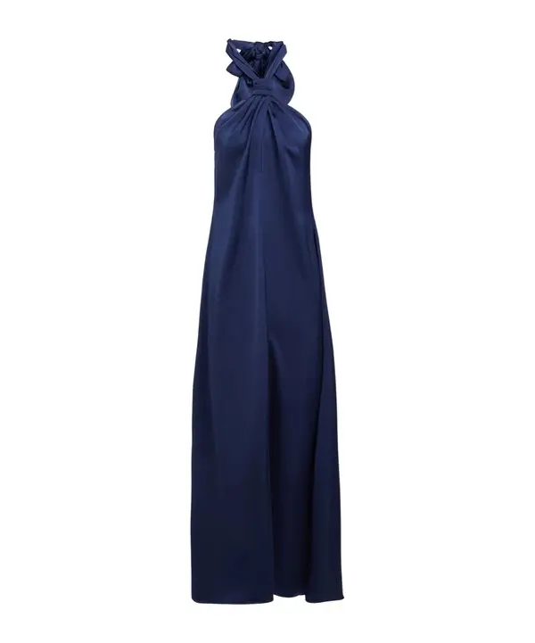 MAXCO. Max&co. Satin Halterneck Flared Maxi Dress