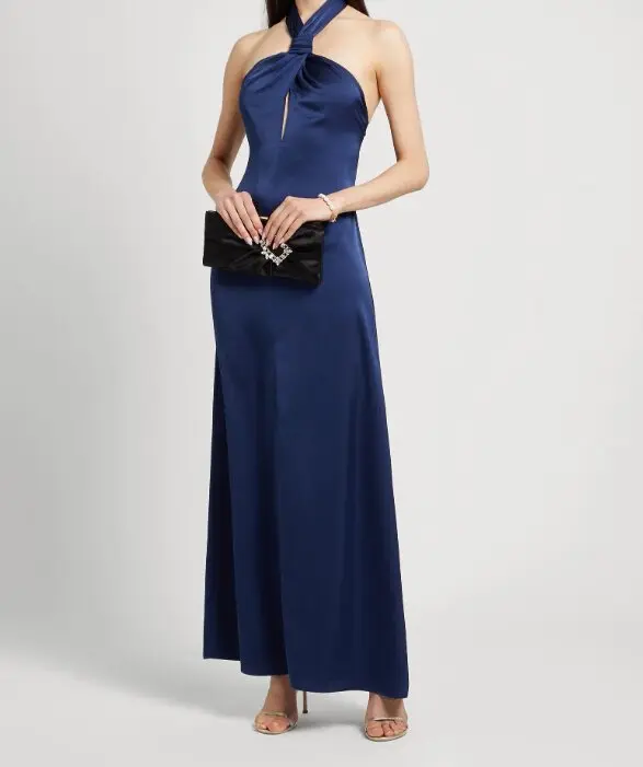 MAXCO. Max&co. Satin Halterneck Flared Maxi Dress