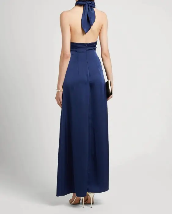 MAXCO. Max&co. Satin Halterneck Flared Maxi Dress