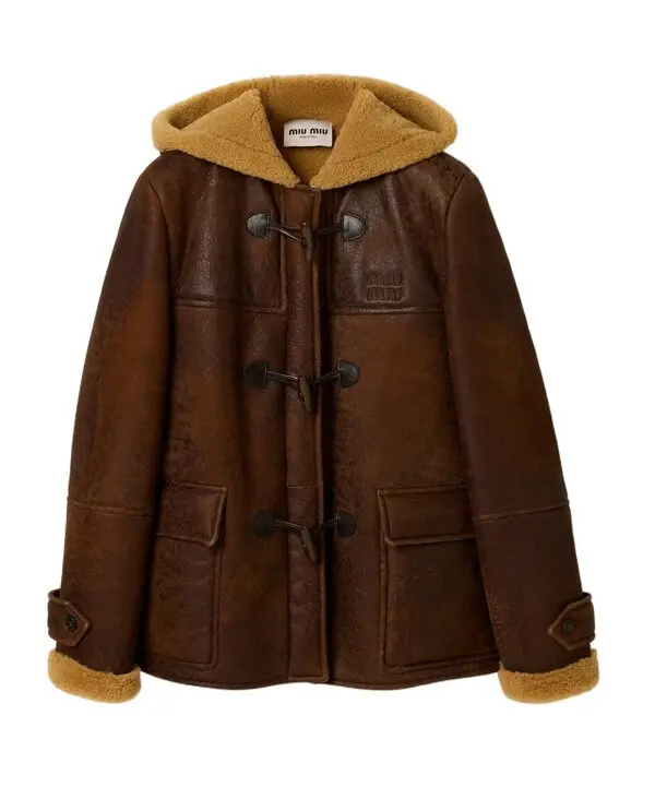 Miu Miu Waxed Shearling Duffle Coat