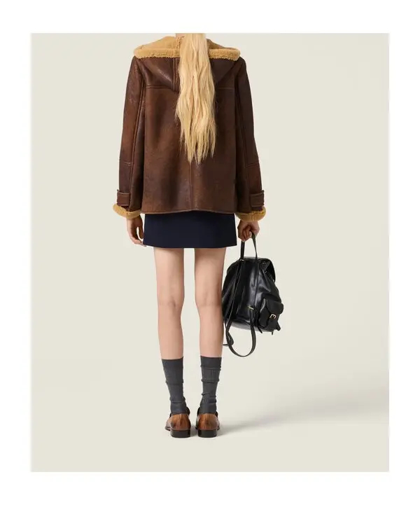 Miu Miu Waxed Shearling Duffle Coat