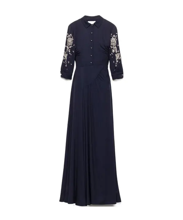 Prada Long Embroidered Sablé Dress