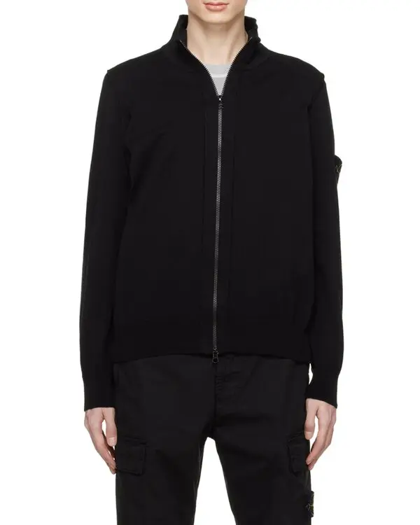 Stone Island Logo Patch Zip-up Jumper