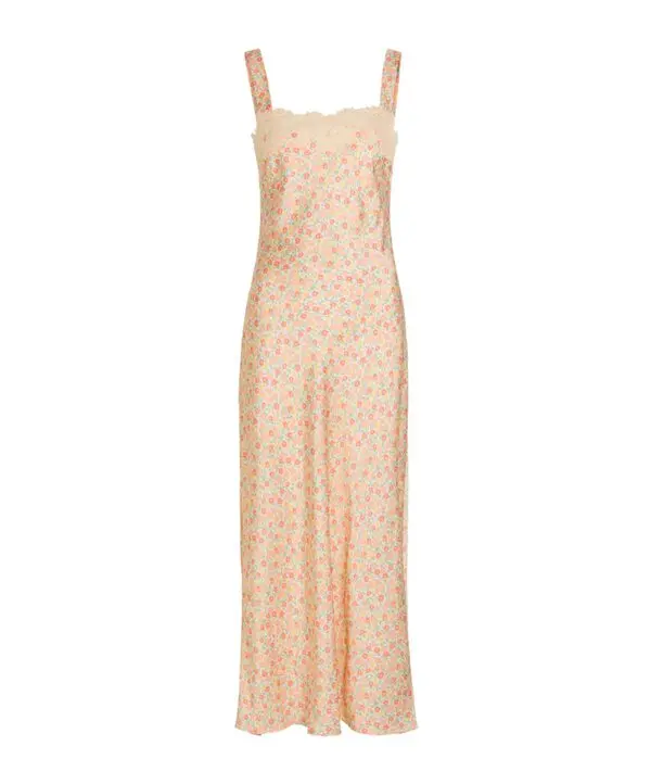 Rixo Floral-print Satin Midi Dress
