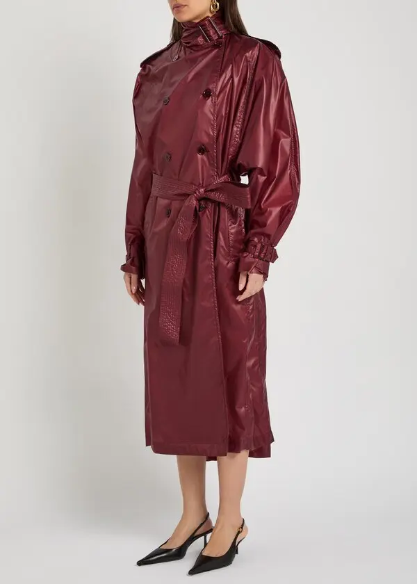 Saint Laurent Lavallière Double-breasted Nylon Trench Coat