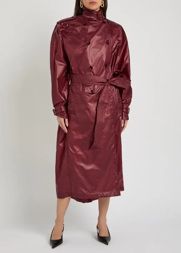 Saint Laurent Lavallière Double-breasted Nylon Trench Coat