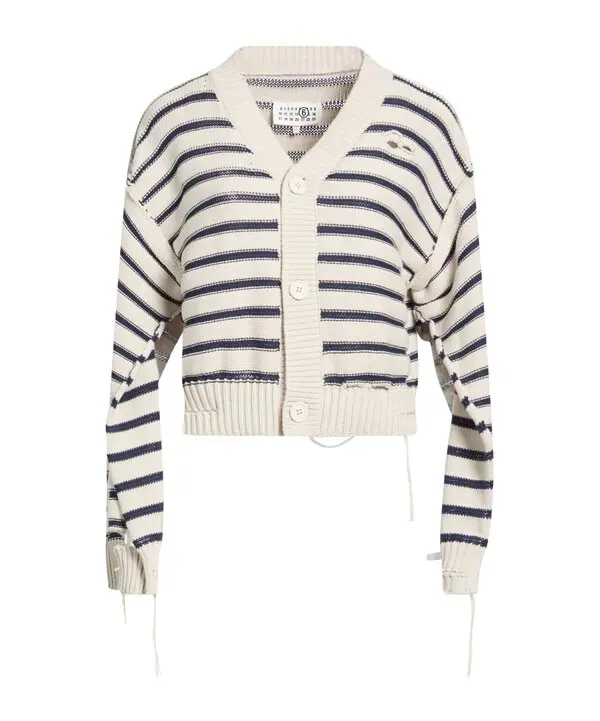MAISON MARGIELA Striped Cardigan - White