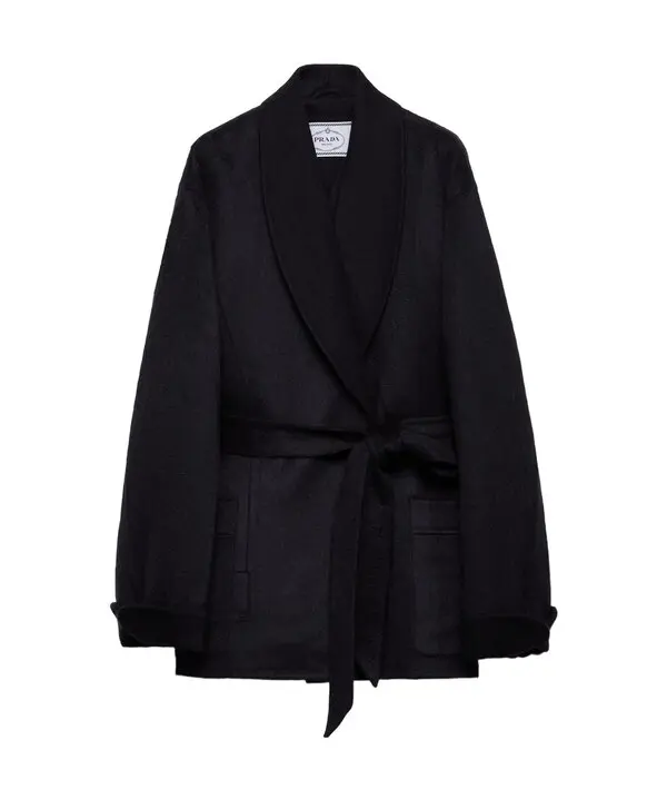 Prada Single-breasted Velour Caban Jacket With Shawl Collar - Blue