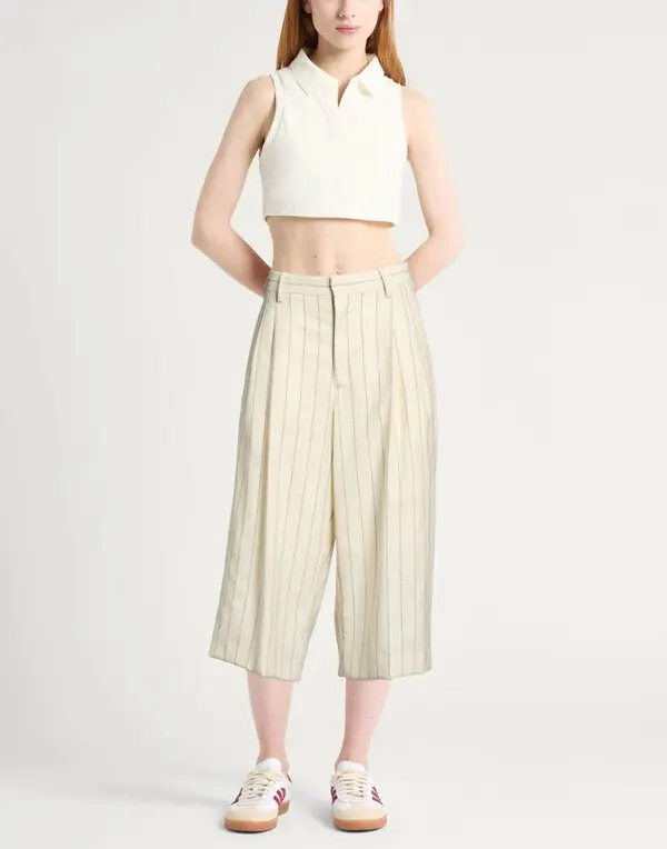 Marni Loose Striped Cropped Wool Pants