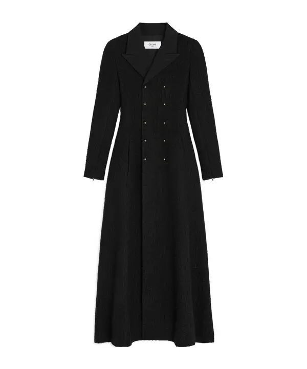Celine Double-breasted Wool Natt Coat