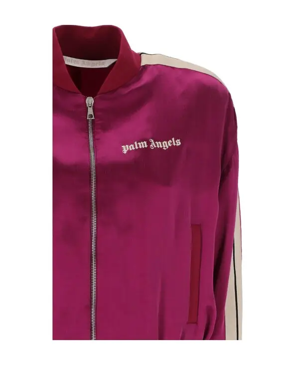 Palm Angels Striped Zipped Bomber Jacket