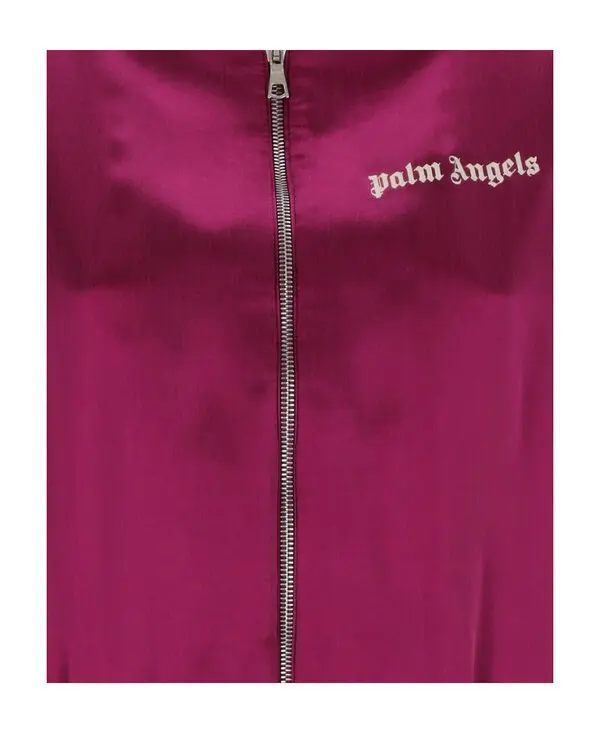 Palm Angels Striped Zipped Bomber Jacket