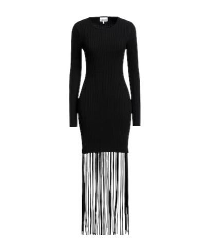 GANNI Ribbed Knit Dress With Fringes