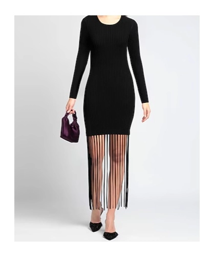 GANNI Ribbed Knit Dress With Fringes