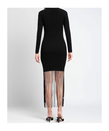 GANNI Ribbed Knit Dress With Fringes