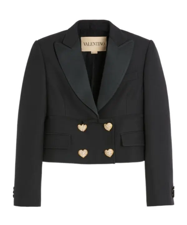 Valentino Garavani Crepe Couture Jacket With Heart-shaped Buttons