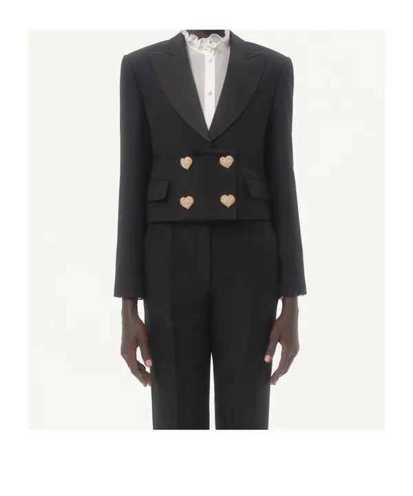 Valentino Garavani Crepe Couture Jacket With Heart-shaped Buttons