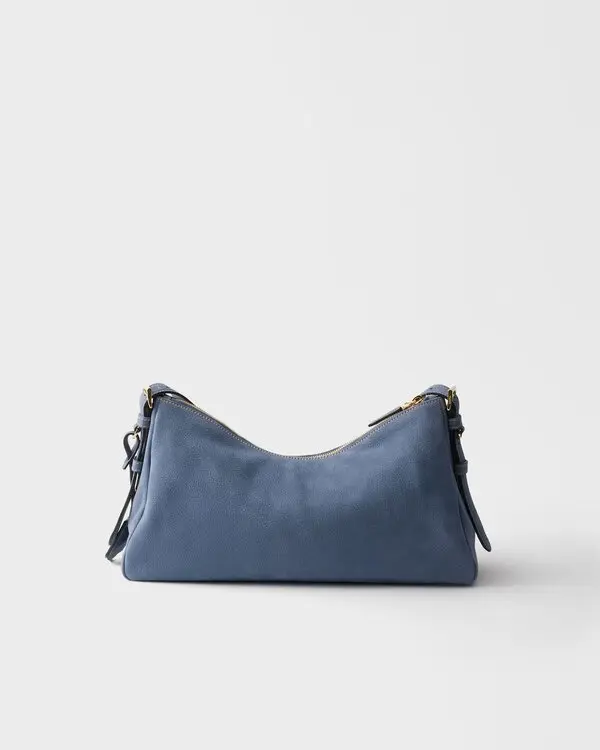Prada Aimée Large Nubuck Leather Shoulder Bag - Aviation Blue
